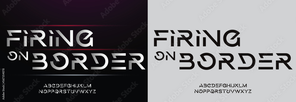 Firing on Border, Game Sport Movie Alphabet Font. Typography modern ...