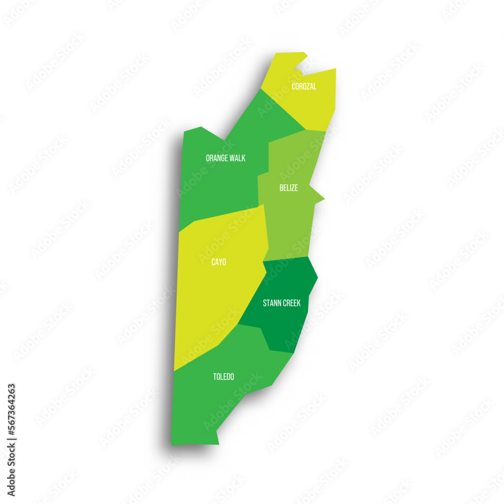 Belize political map of administrative divisions Stock Vector | Adobe Stock