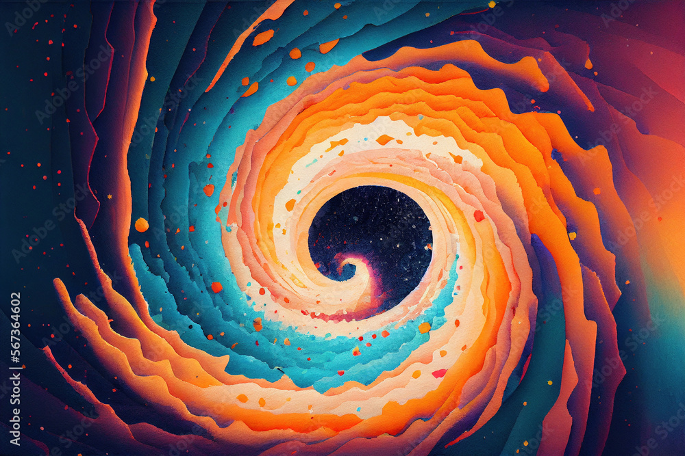 Twisted cosmic vortex abstract background, spiral celestial fanstasy ...