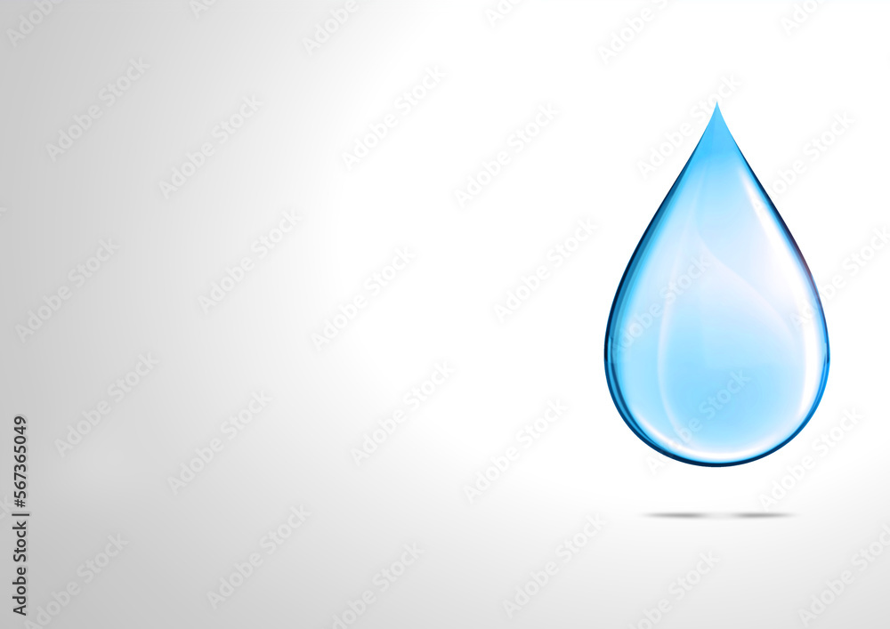 Isolated clean water blue drop, pure water single drop illustration ...