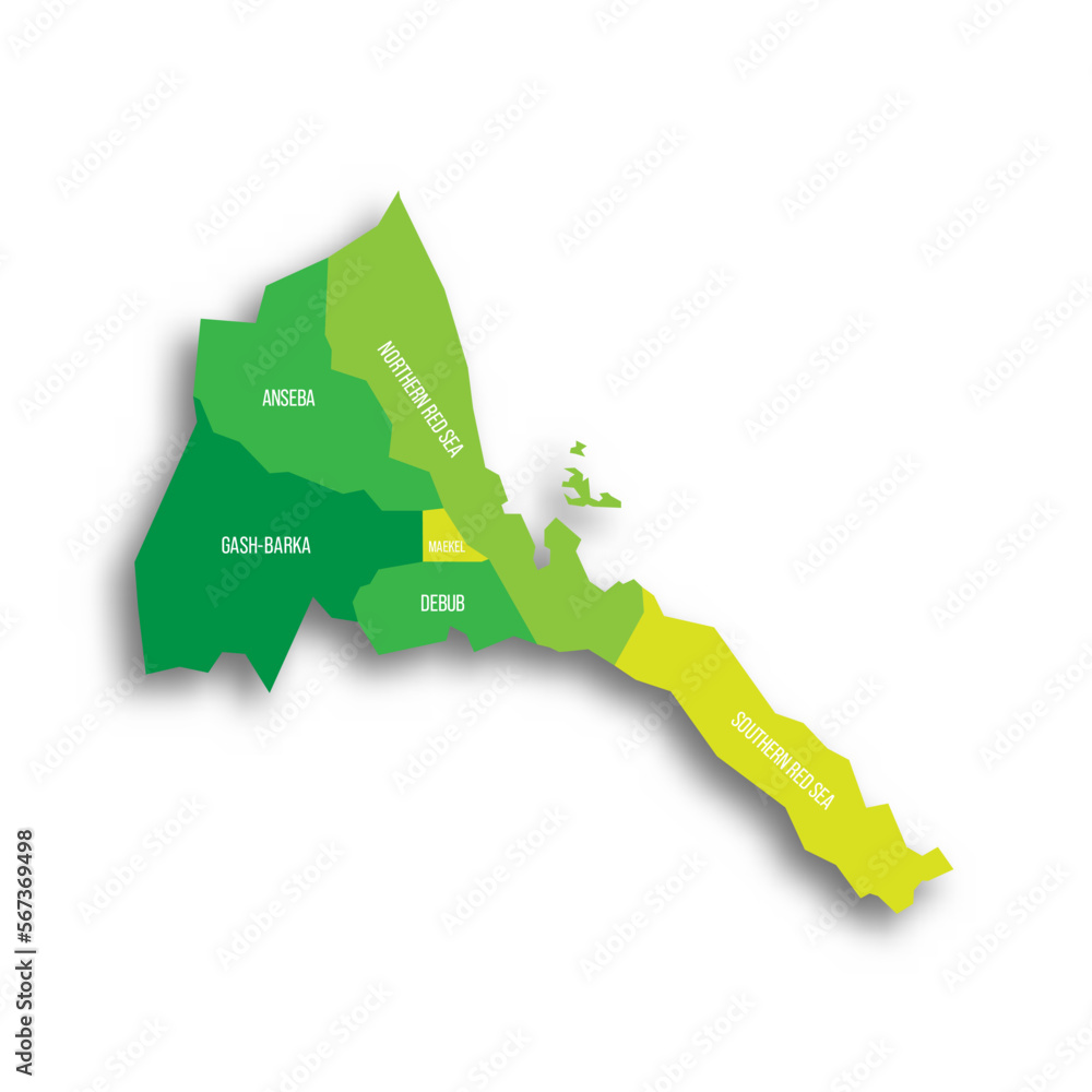 Eritrea political map of administrative divisions Stock Vector | Adobe ...