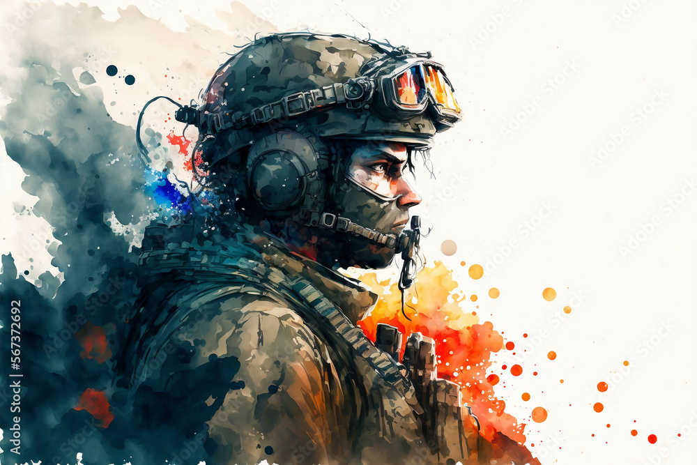 Warzone Watercolor Painting, Generative AI Stock Illustration | Adobe Stock