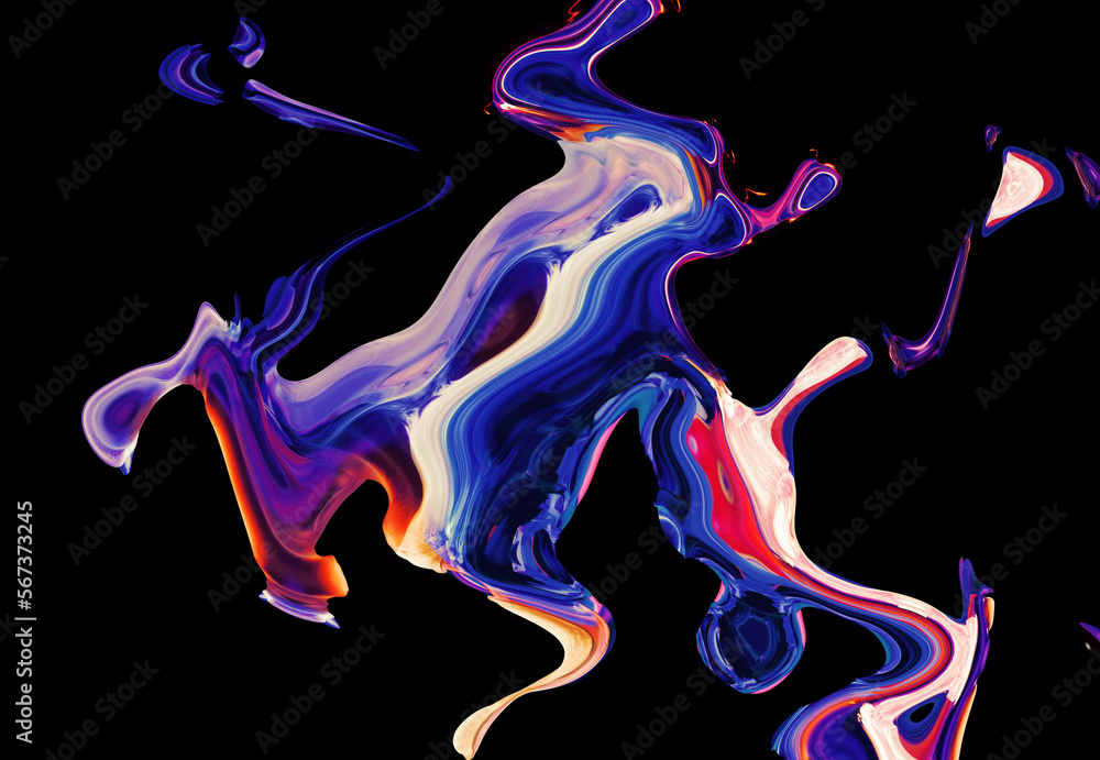 Background with liquid coloured swirls and dye blend neon flow. Fluid ...