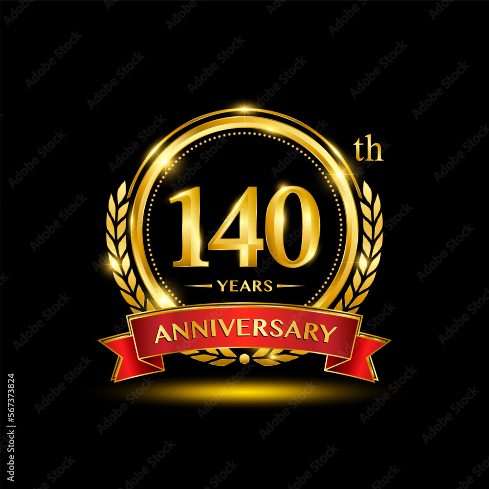 140th Anniversary logo. Golden anniversary logo design with laurel ...