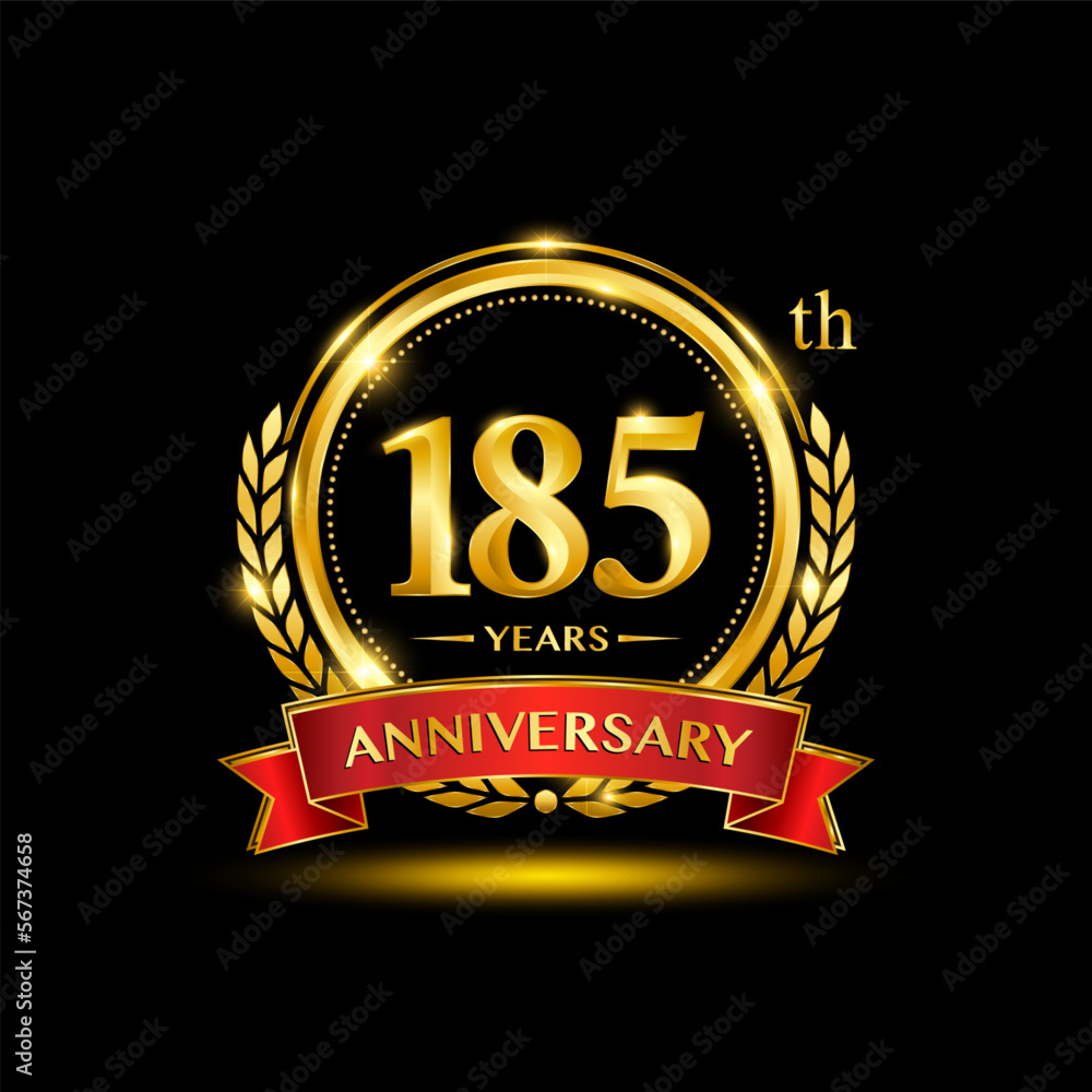 185th Anniversary logo. Golden anniversary logo design with laurel ...