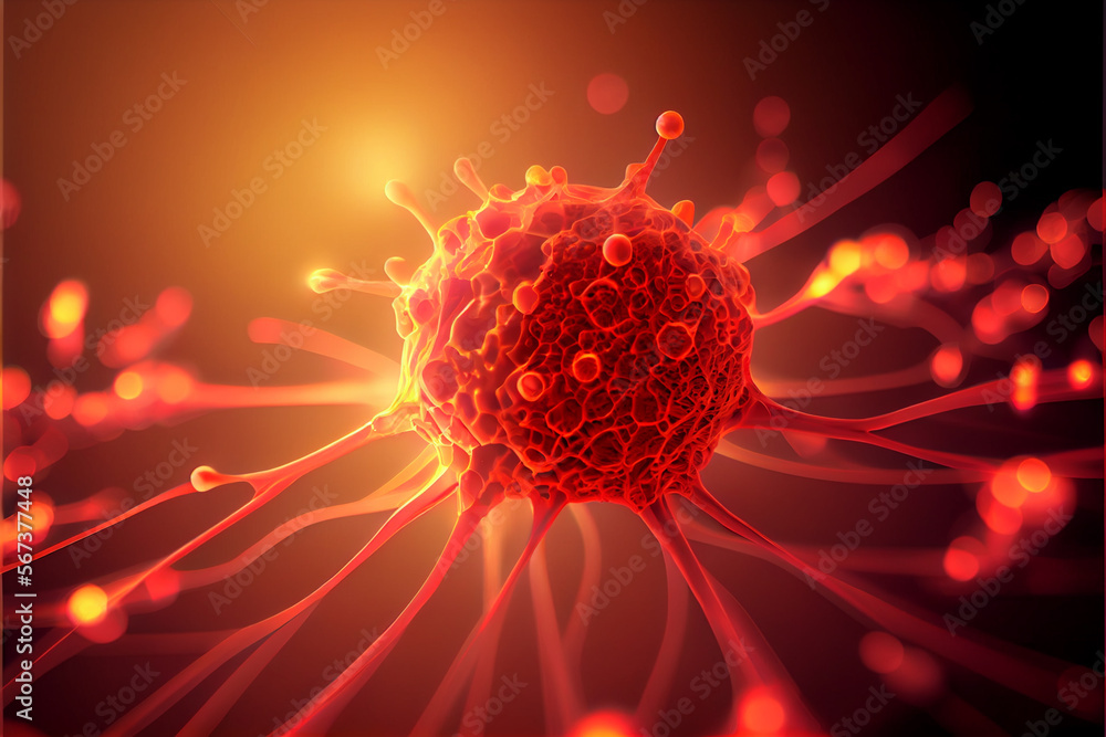 Beautiful abstract surreal Concept of cancer cell attacking body cell ...
