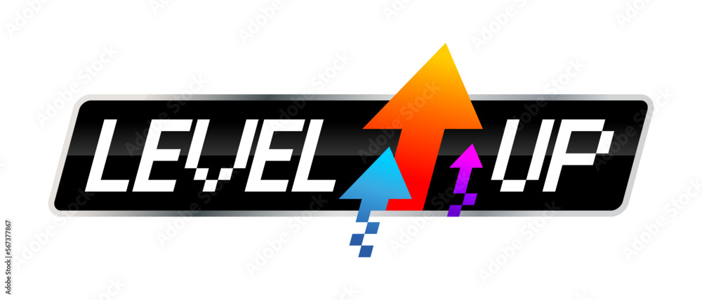 level up logotype with up arrow . Typography logo design. Flat and ...