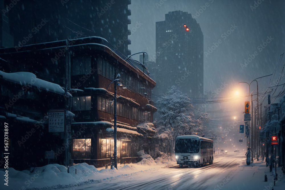 Abandoned Tokyo City in the future. Empty roads and a dystopian ...