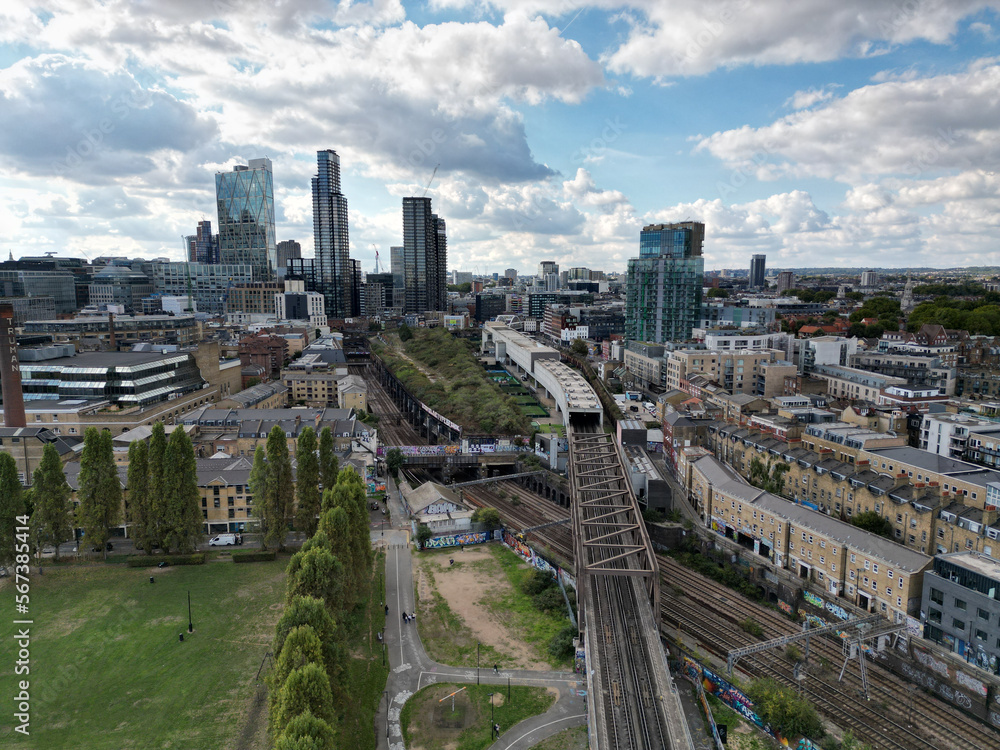 London Shoreditch, Brick Lane, Aerial View, Underground, City View ...