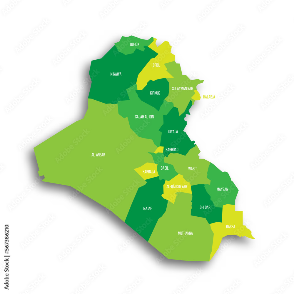 Iraq political map of administrative divisions Stock Vector | Adobe Stock