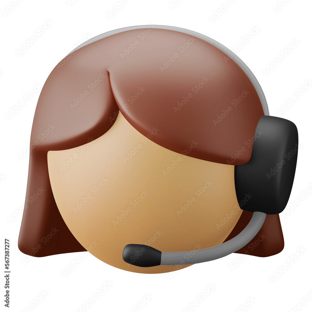woman customer support call center symbol user interface theme 3d icon ...