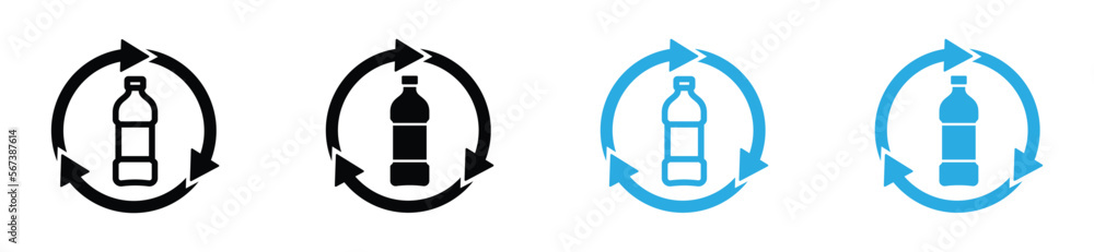 Plastic bottle recycling icon set. Plastic bottle recycle icon. Drink ...