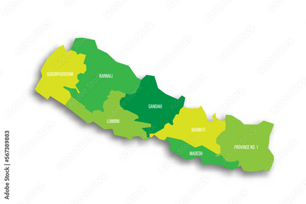 Nepal political map of administrative divisions Stock Vector | Adobe Stock