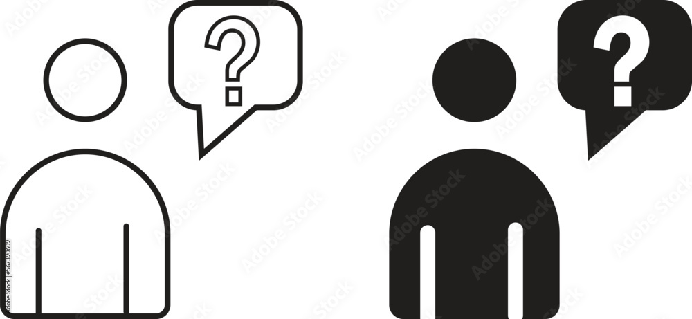 Man with a speech bubble and question mark icon simple trendy flat ...