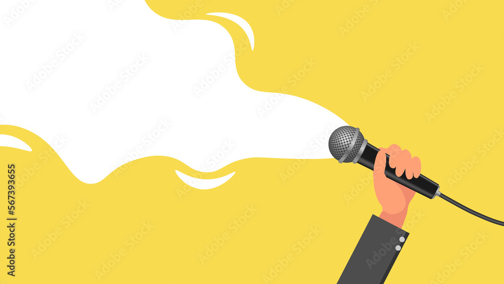 Hand holding microphone with chat bubble speech PNG transparent empty ...