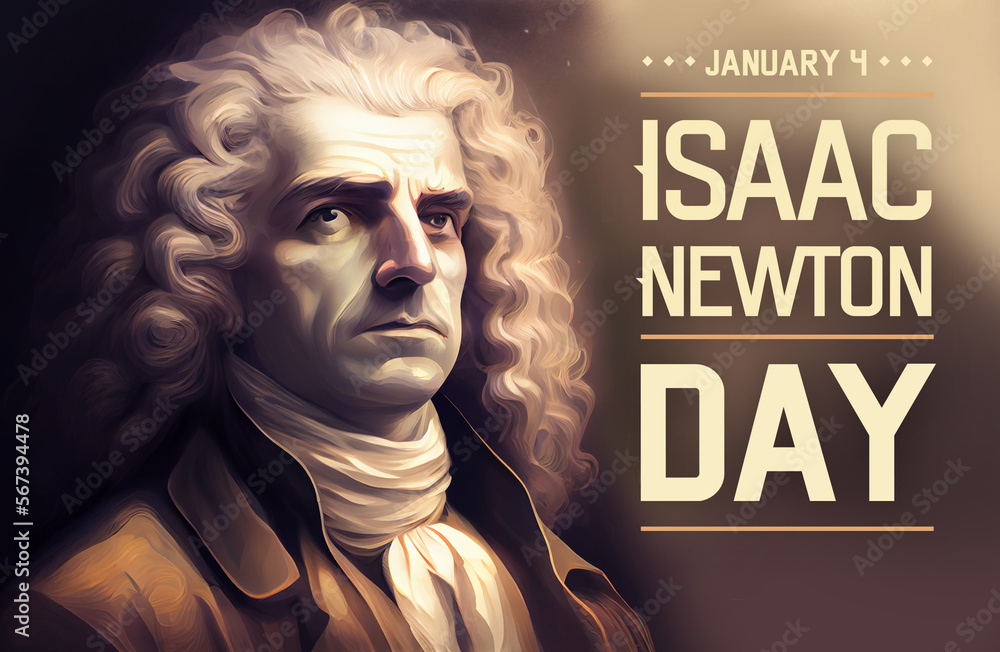 Isaac Newton's Day on January 4. Poster with Isaac Newton. Ai-generated ...