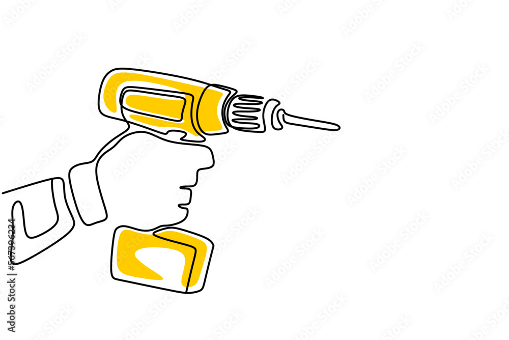 electric drill one continuous line drawing vector illustration Stock ...