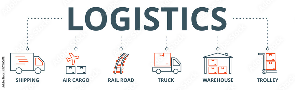 Logistics banner web icon vector illustration concept with icon of ...