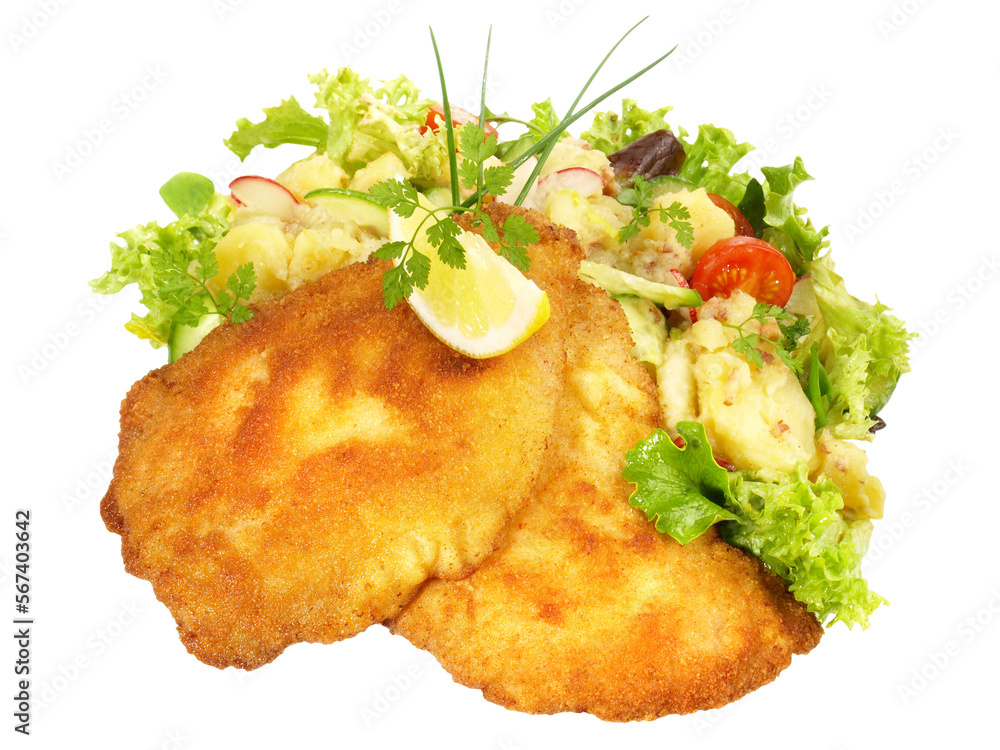 Foto de Wiener Schnitzel mit Kartoffelsalat - PNG Transparent do Stock ...