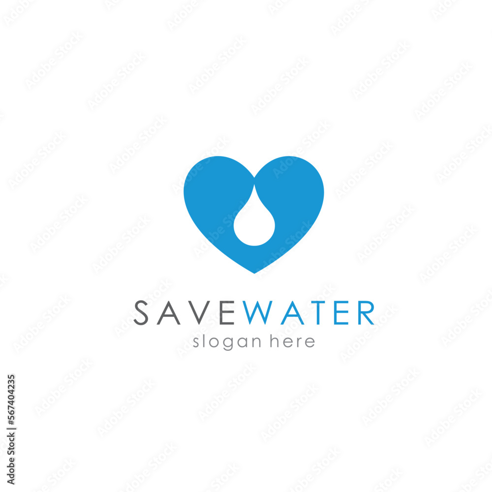 logo save water, keep water clean. love and water logo icon. Stock ...
