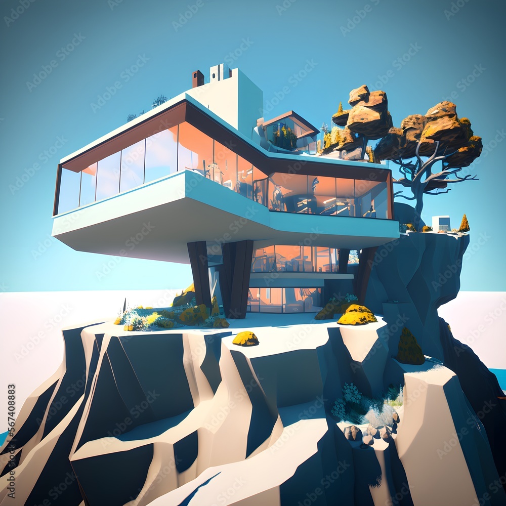 mid century modern house on a cliff stylish structural liquid forms ...