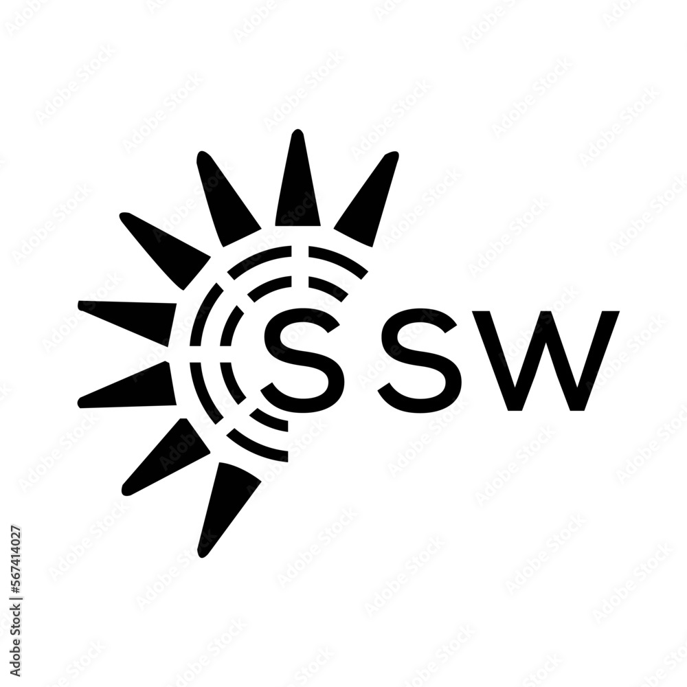SSW letter logo. SSW image on white background and black letter. SSW ...