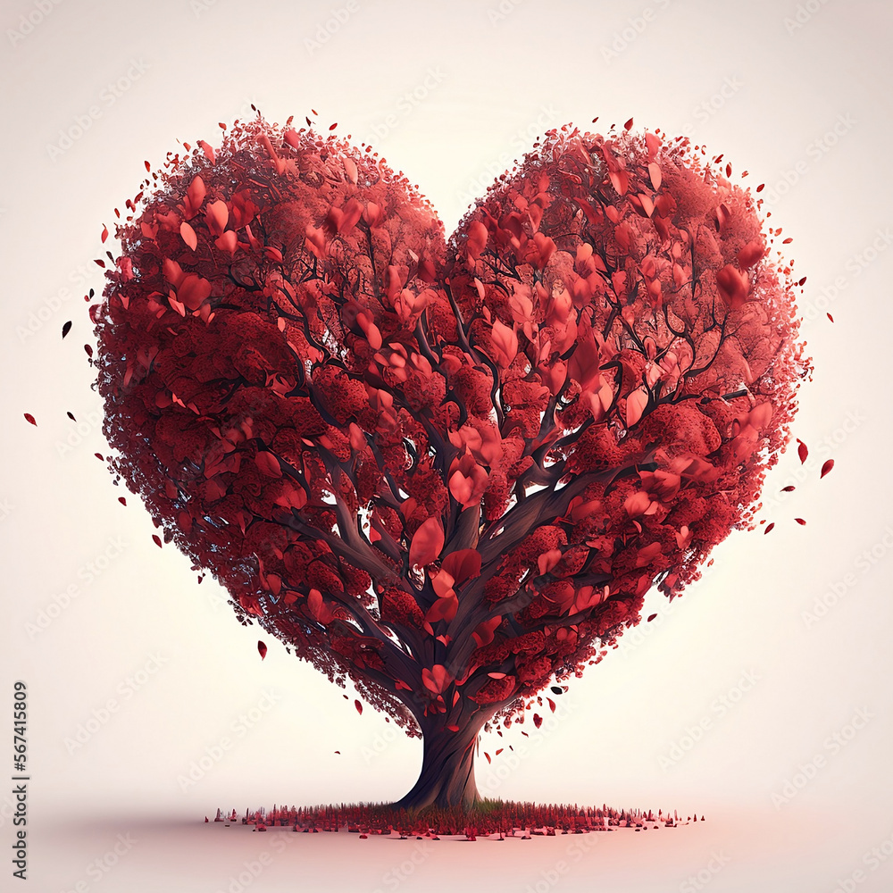 Beautiful Tree with Heart shaped Tree silhouette.The art Tree is ...