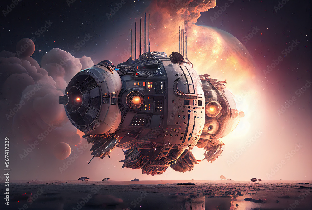 Futuristic Spacecraft - Generative AI illustration Stock Illustration ...