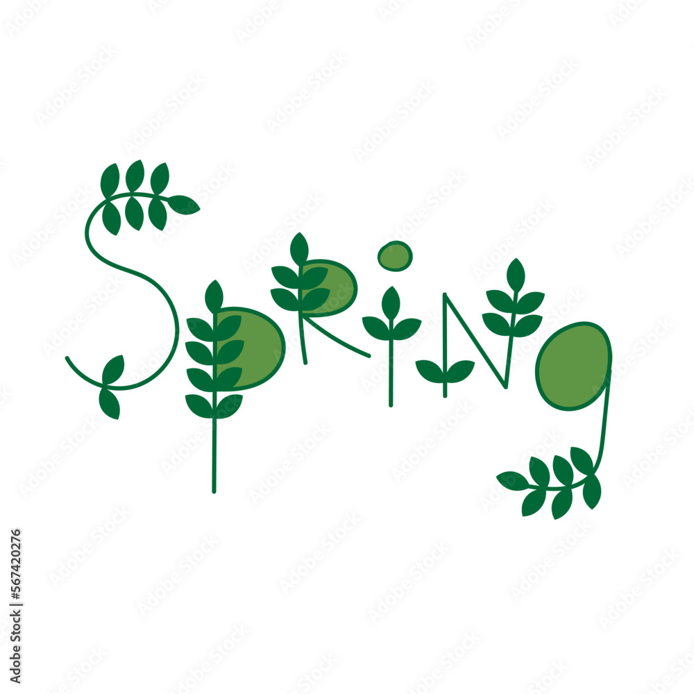 Word Spring, hand drawn inscription. Quote isolated on white. The ...