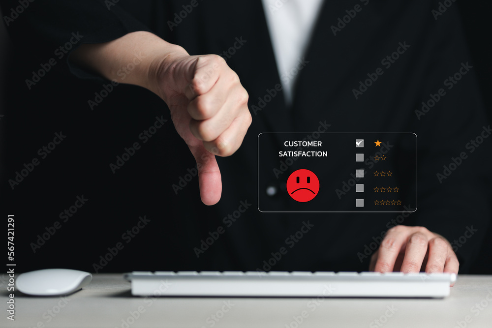 Dissatisfied customer experience concept, unhappy business customer ...