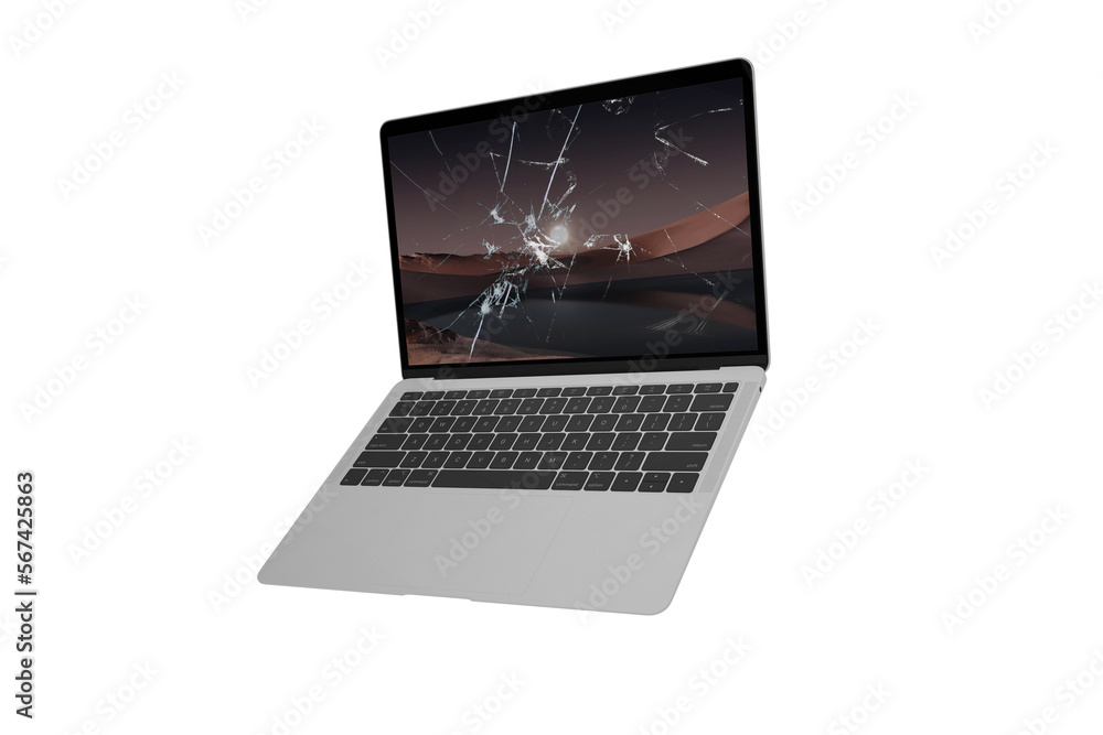 Broken Screen Laptop - Smashed Screen Laptop - LCD Broken Laptop Stock ...