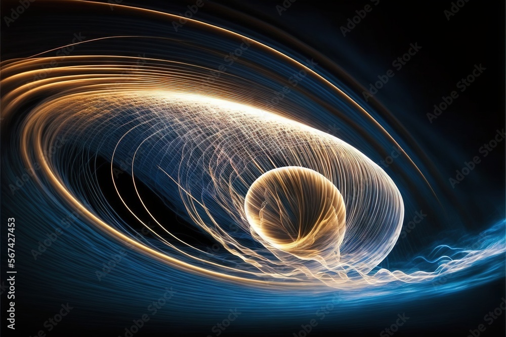 a computer generated image of a ball of light in the center of a spiral ...