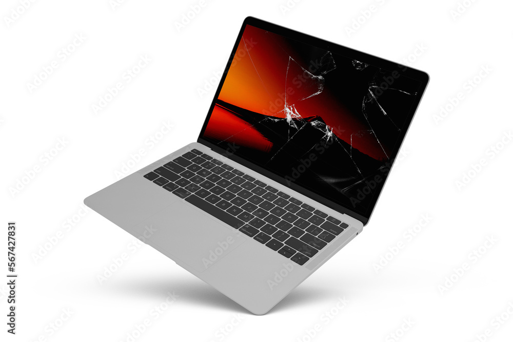 Broken Screen Laptop - Smashed Screen Laptop - LCD Broken Laptop Stock ...