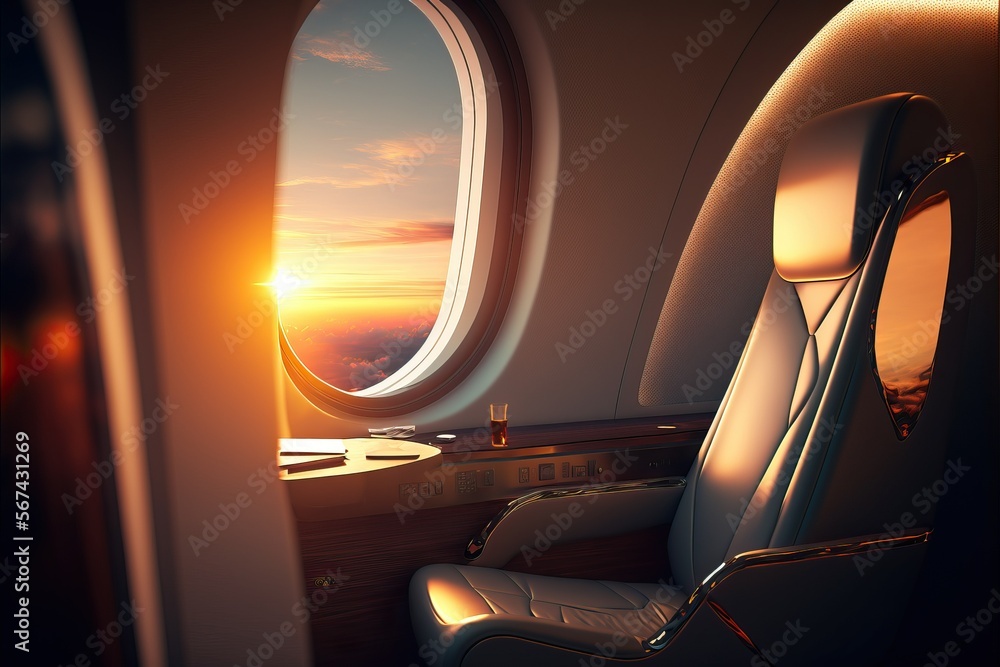 Business class travel concept luxury private jet (Ai generated) Stock ...