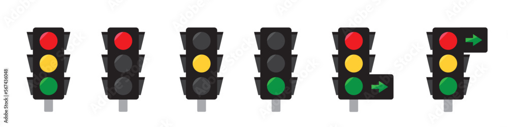 Traffic control light set. Color traffic light. Street traffic light ...