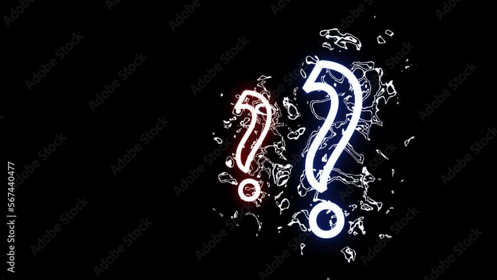 abstract smoke question mark and symbol heat glow energy wall on black ...