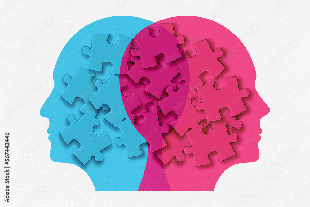 Confusion concept, mental health and problems with memory. Human brain ...