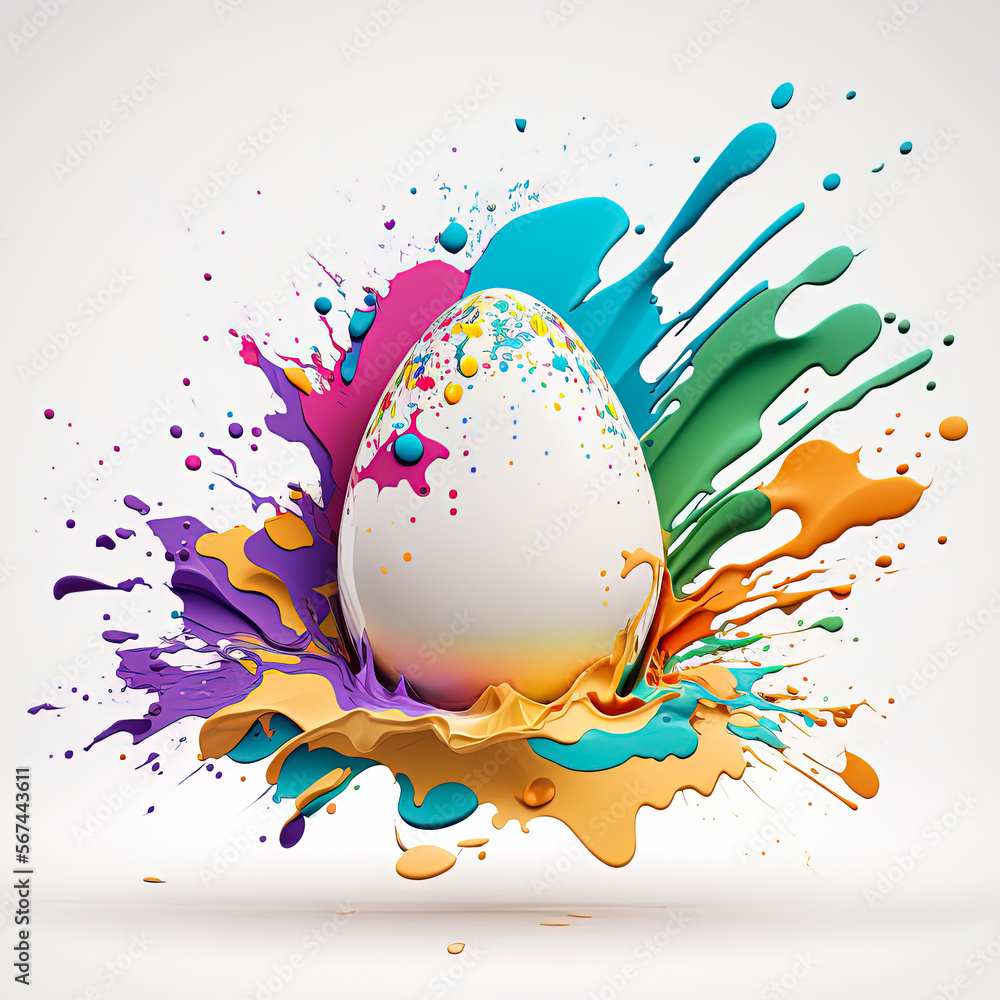 Easter egg colorful explosion. generative ai. Easter egg paint splash ...