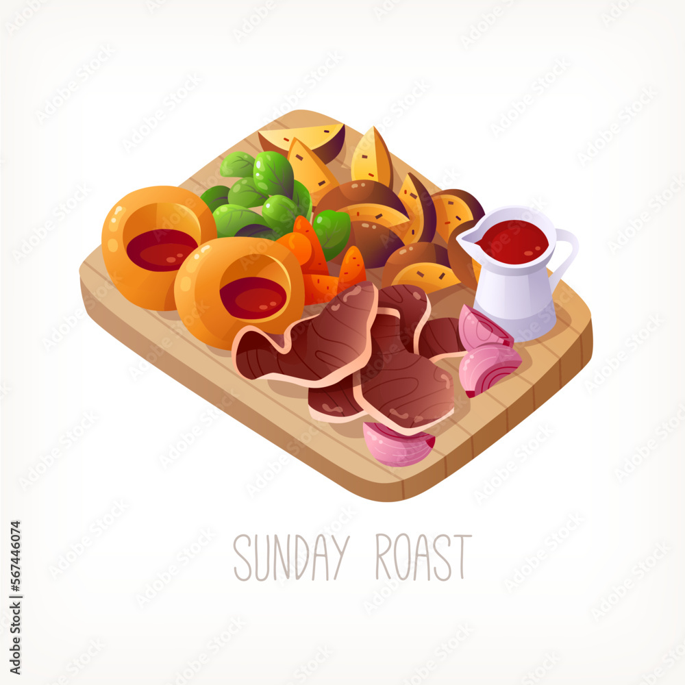 Sunday roast traditional lunch dish. Most classic British food ...