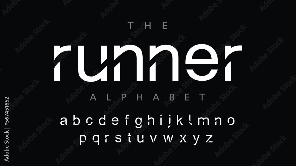Runner Vector of modern abstract font and alphabet Stock Vector | Adobe ...