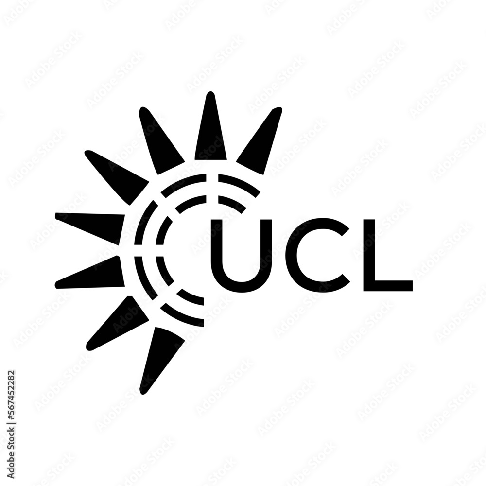 UCL letter logo. UCL image on white background and black letter. UCL ...