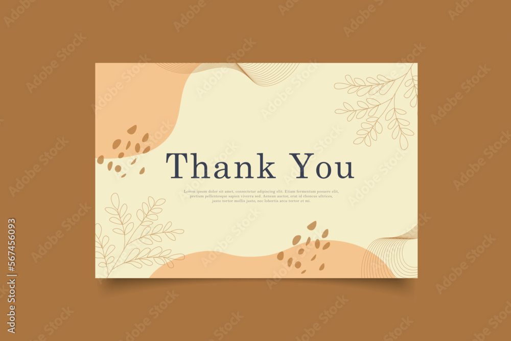thank you card template design with abstract minimalist background ...