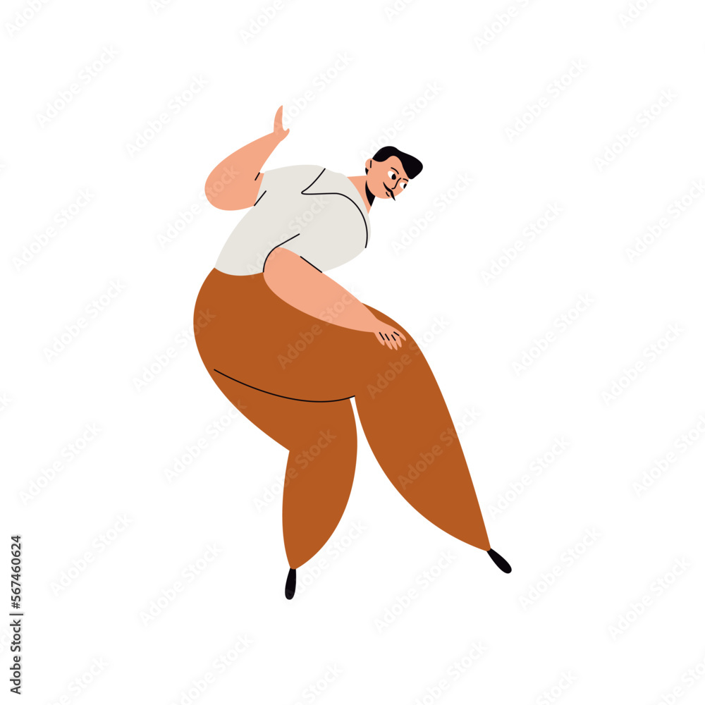 Cartoon dancing man. Happy cute male character dance and have fun ...