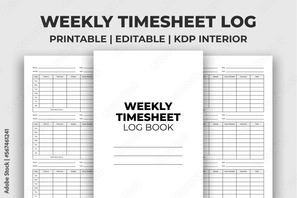 Weekly Timesheet Log Stock Vector | Adobe Stock