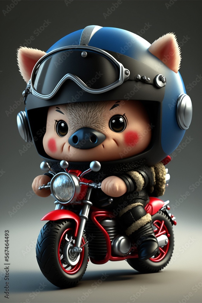 cartoon character riding a motorcycle wearing a helmet. generative ai ...