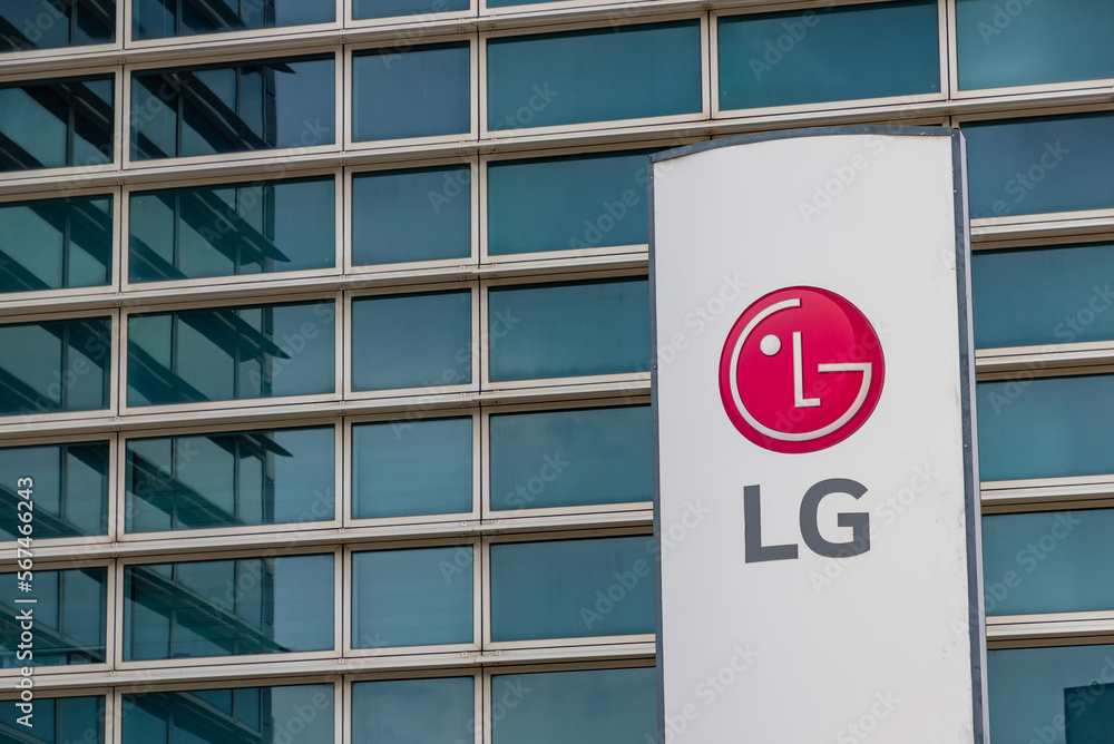 Athens, Greece - November 12, 2022: A picture of the LG logo on the ...