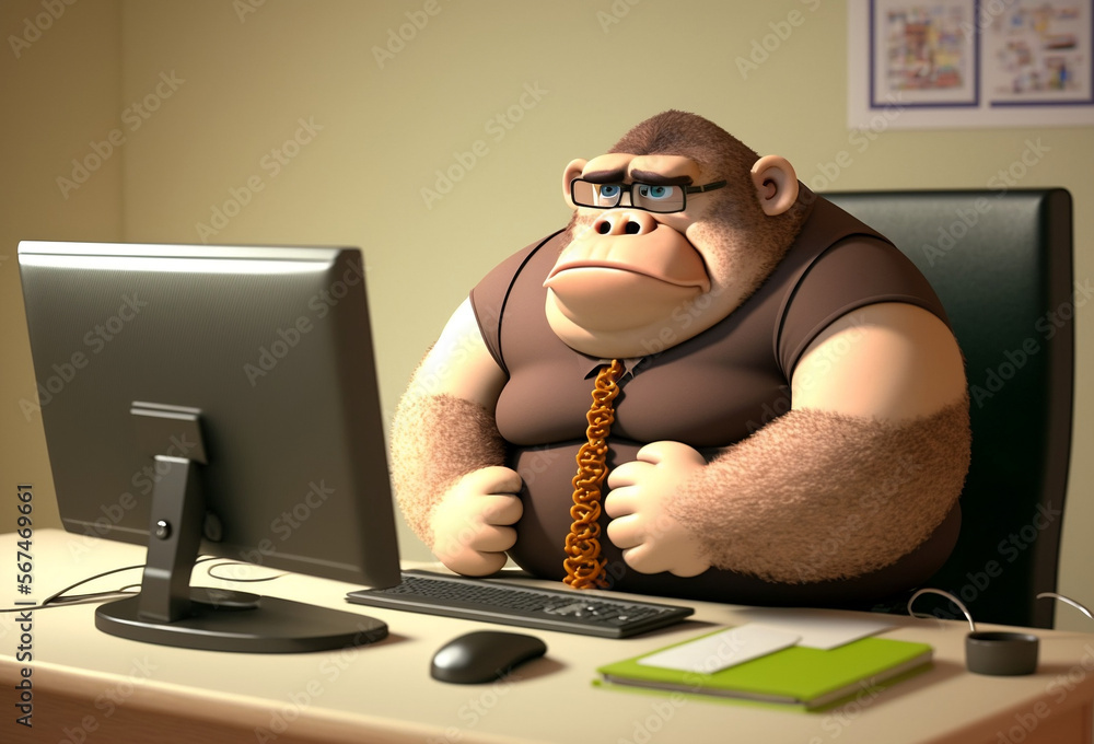 Monkey Computer Cartoon