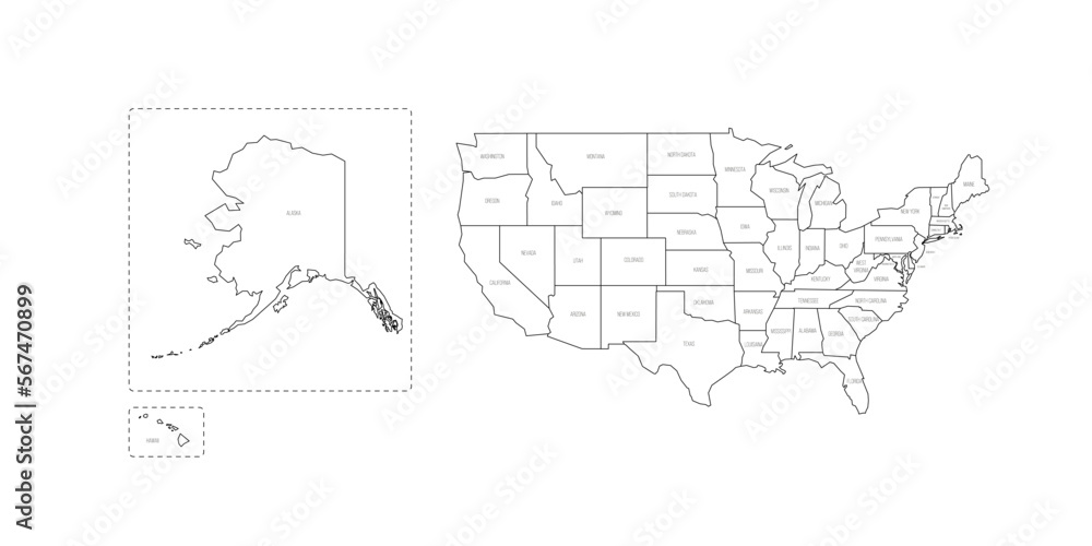 United States of America political map of administrative divisions ...