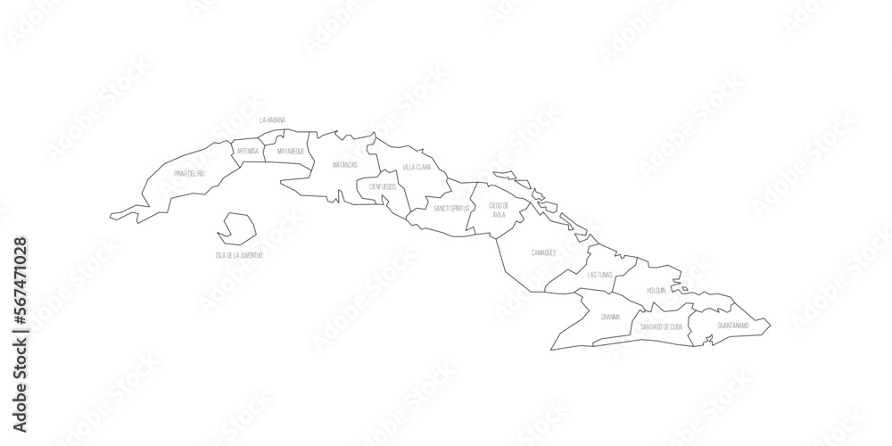 Cuba political map of administrative divisions Stock Vector | Adobe Stock