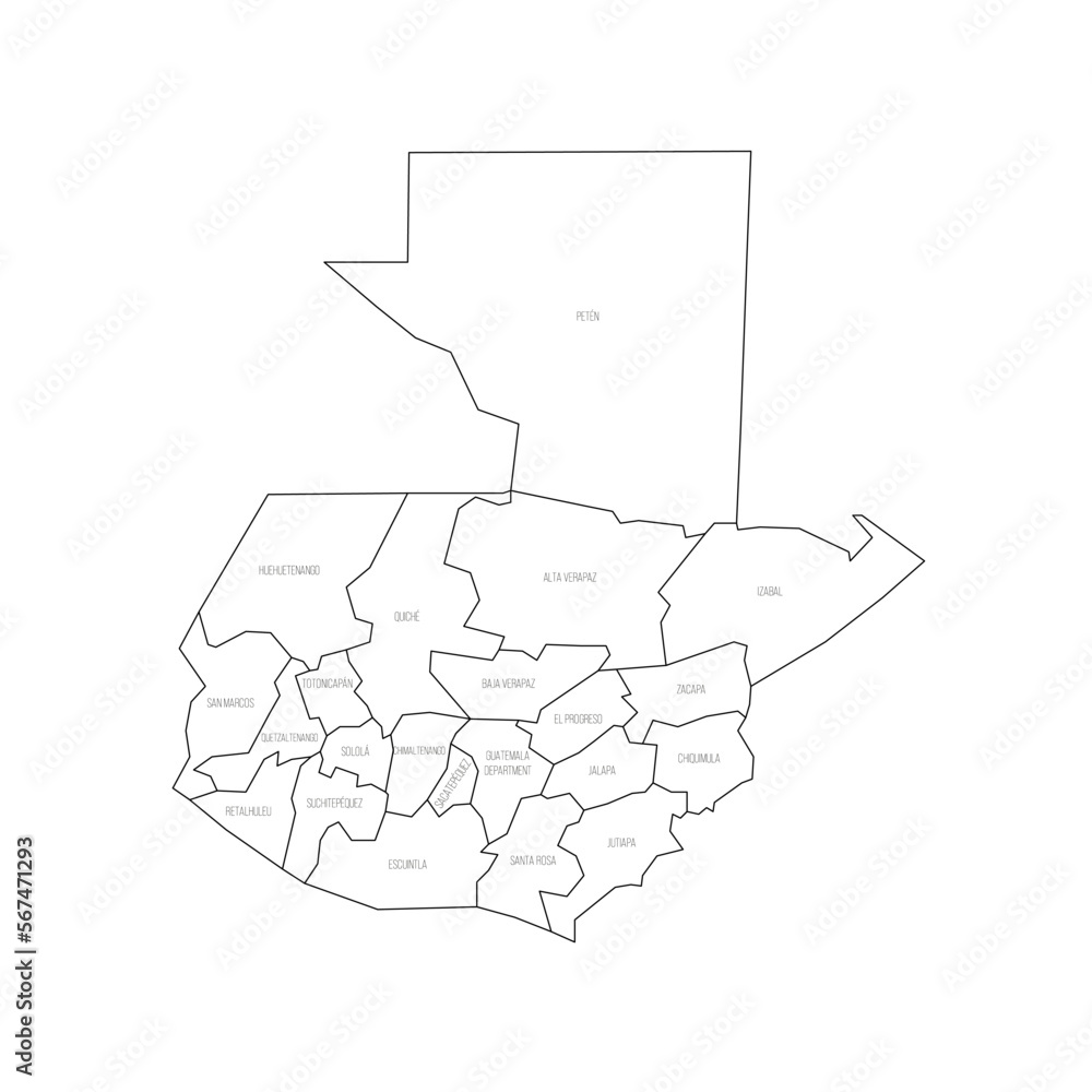 Guatemala political map of administrative divisions Stock Vector ...